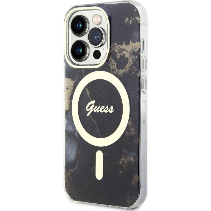 Guess Marble IML kryt s MagSafe pre iPhone 13 Pro - čierny - AppleKing.sk